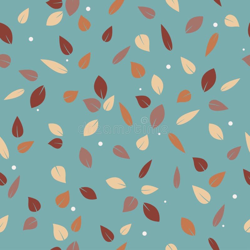 Colorful Autumn Leaf on Calm Blue Background. Seamless Decorative ...