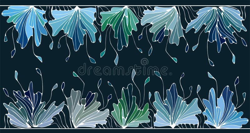 Bright Borders Frame from Floral Elements on Dark Violet Background ...