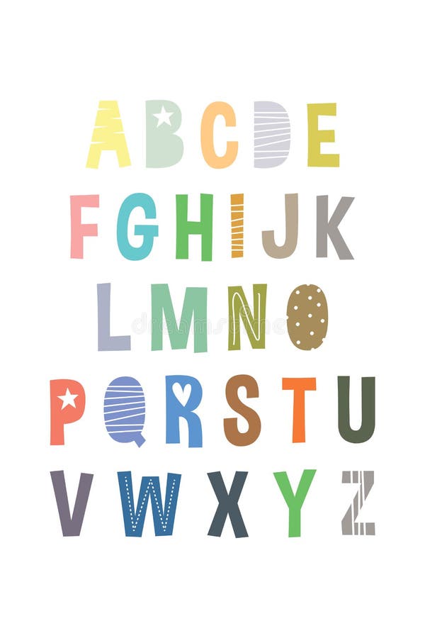 ABC Kids Poster Vector. Children`s Cheerful Alphabet Wall Poster Vector ...