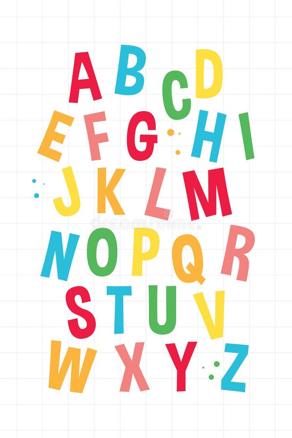 ABC Kids Poster Vector. Children`s Cheerful Alphabet Wall Poster Vector ...