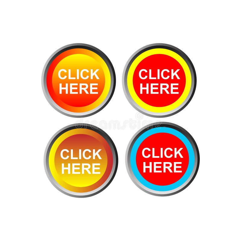 Button Click Here with a Round Frame Stock Vector - Illustration of ...