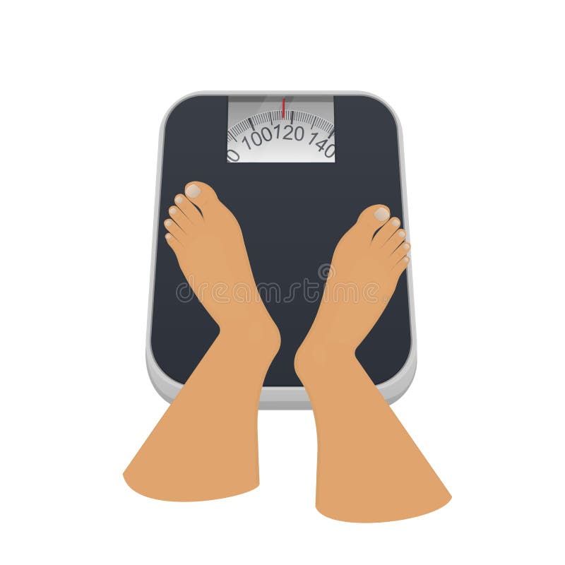 Weighing on the Scales. Feet on Scales, Vector Illustration Stock ...