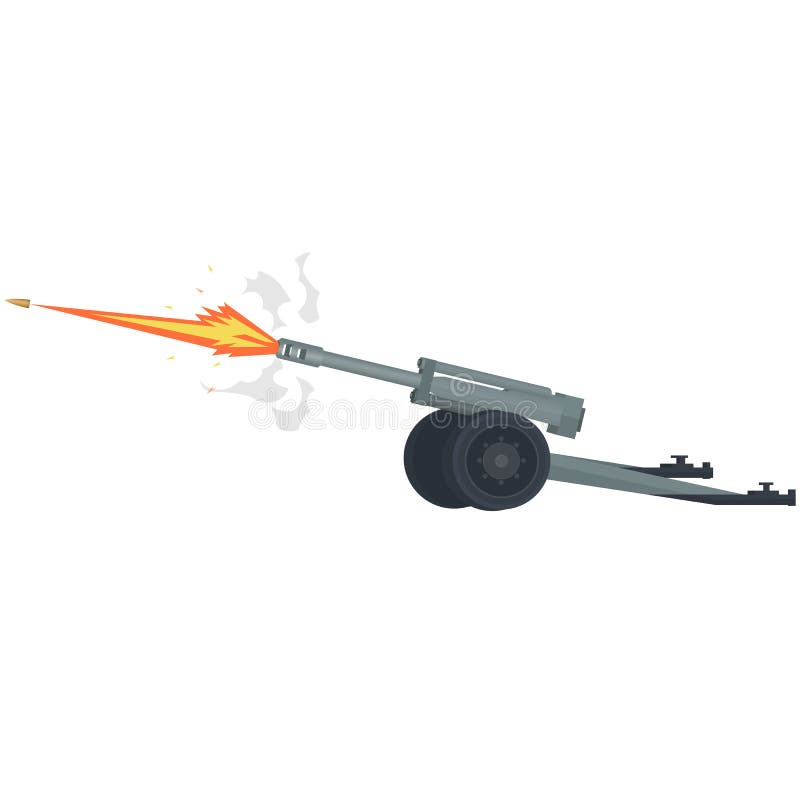 Howitzer. Shooting from a Gun. Artillery, Vector Illustration Stock ...