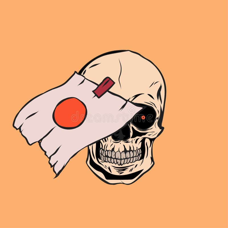 Vector Illustration of a Skull with a Japanese Flag. Vector ...