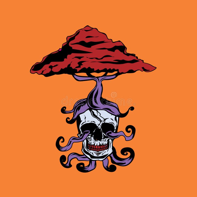 Vector Illustration of a Tree Overgrown Skull. Vector Illustration for ...