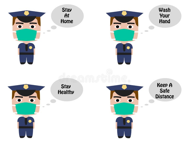 Police Character Using Mask Bundle Stock Vector - Illustration of ...