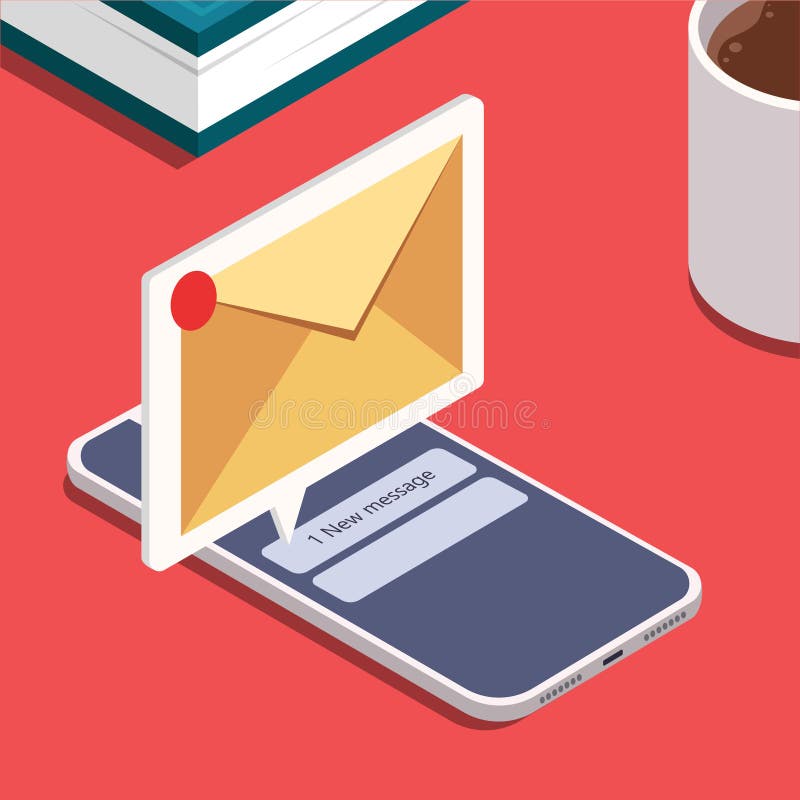 Email Notification on the Smartphone Screen Concept. Stock Vector ...