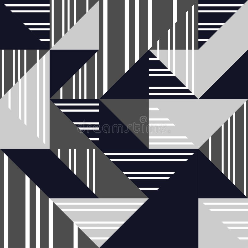 Seamless Pattern. Striped Triangles of Dark Blue, Light and Dark Gray ...