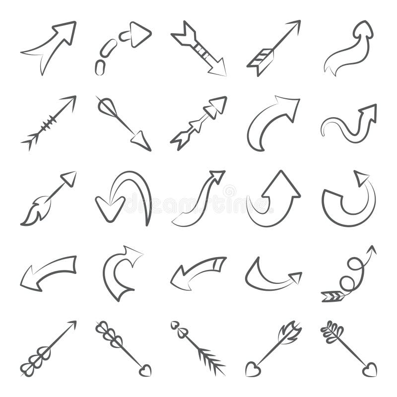 Pointing Arrows Icon in Modern Linear Style Pack Stock Vector ...