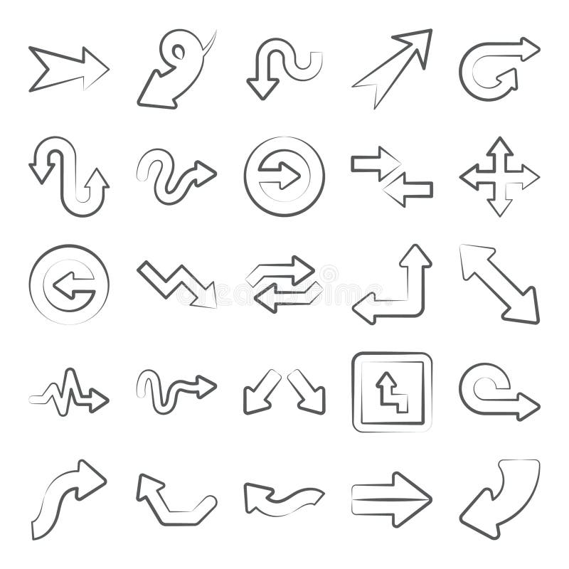 Modern Pointing Arrow Icons in Linear Style Pack Stock Vector ...