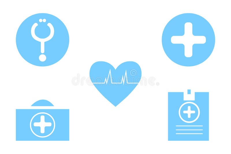 EPS 10 Vector. Set of Blue Flat Simple Medical Icons. Stock Vector ...