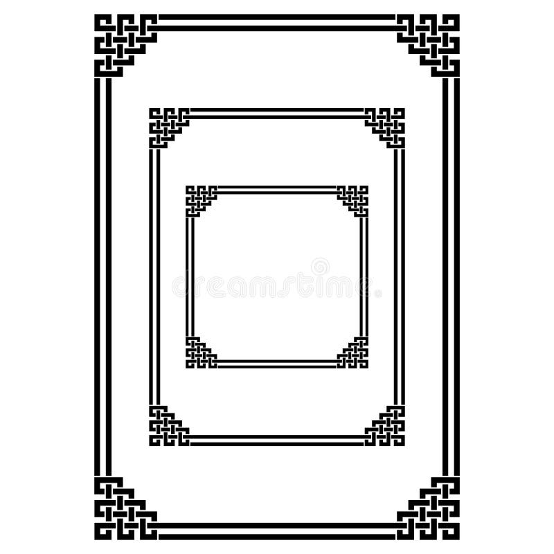 Black Geometric Frame Corners. Celtic Style Stock Vector - Illustration ...
