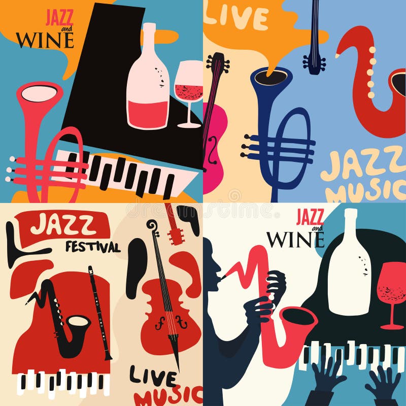 Set of Music Cards and Banners. Music Cards with Instruments Flat ...