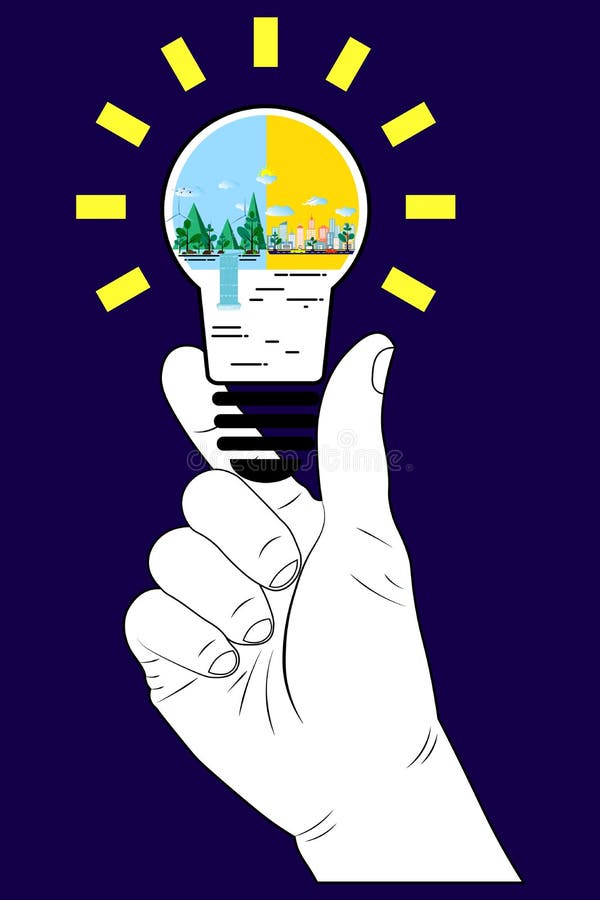 The Bulb in Save the World Concept, the Cartoon Stock Illustration ...