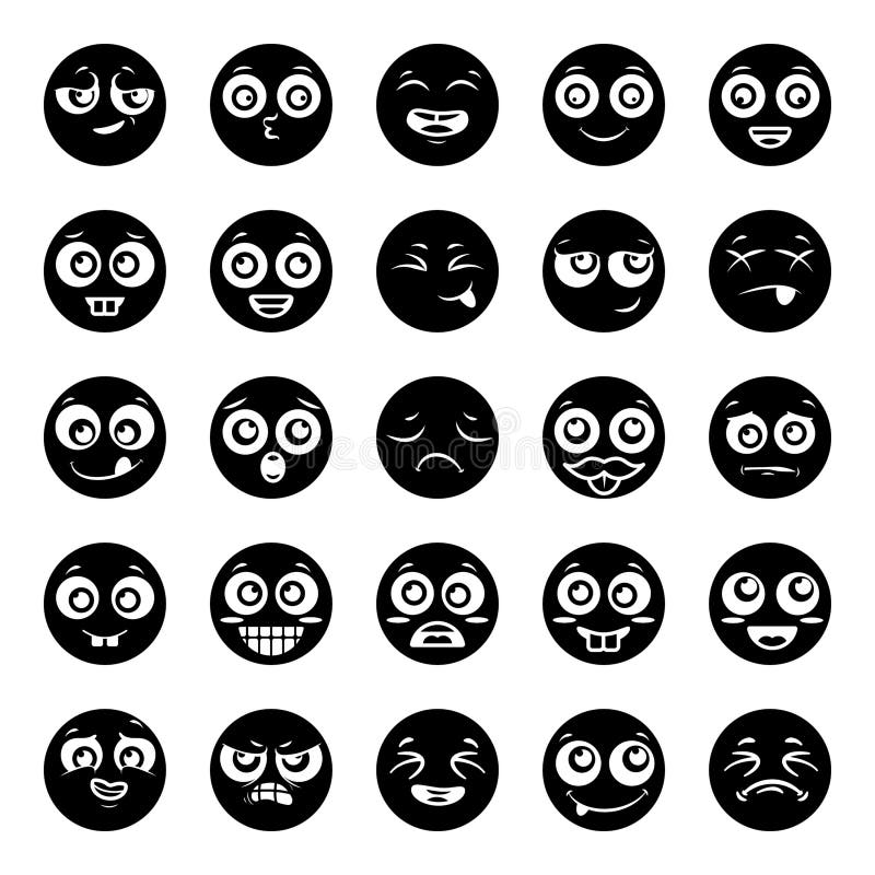Emoticons in Modern Solid Style Stock Vector - Illustration of neutral ...