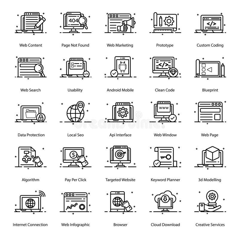 Pack of Data Line Icons stock vector. Illustration of analytics - 192525360