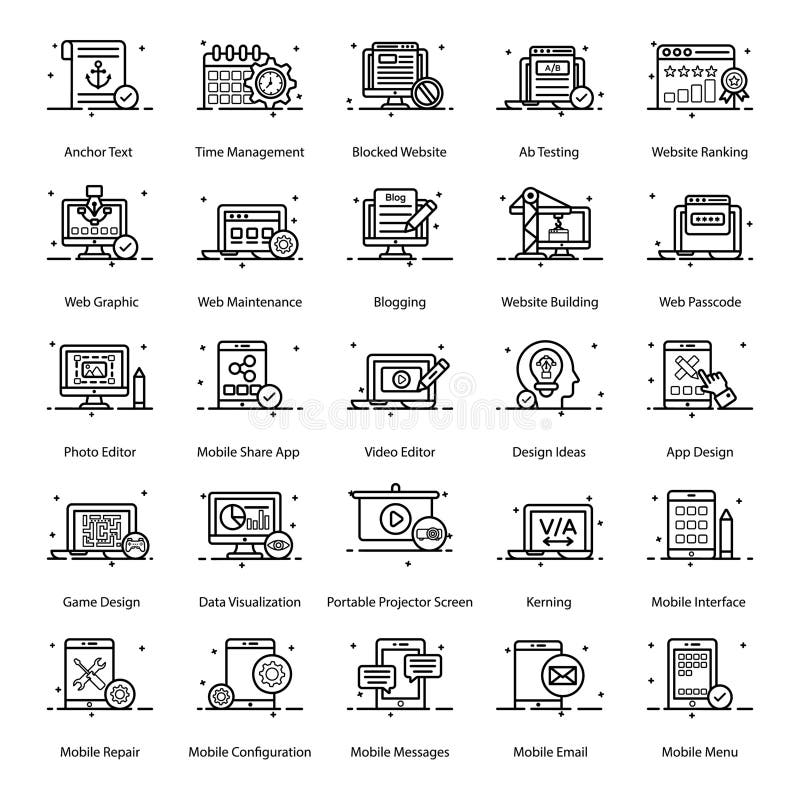 Pack of Data Line Icons stock vector. Illustration of analytics - 192525360