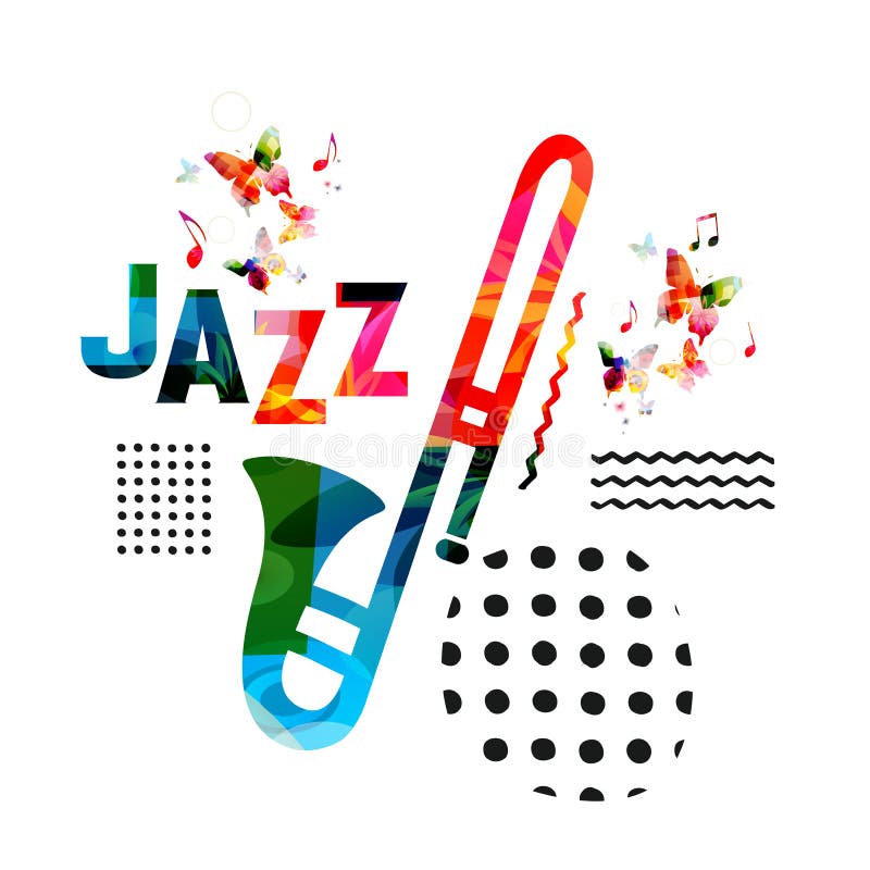 Colorful Jazz Music Promotional Poster with Music Instruments and Notes ...