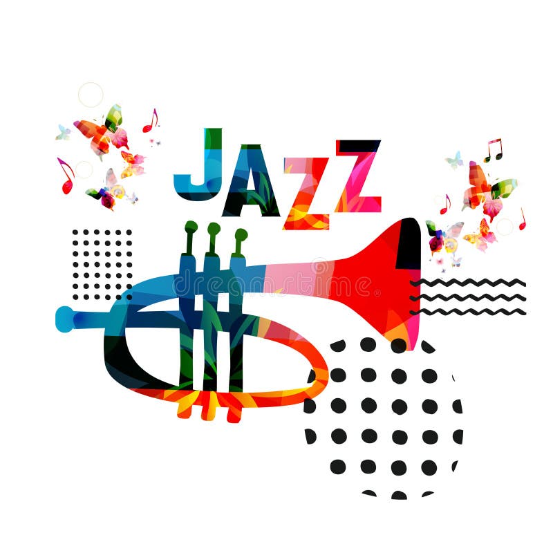 Colorful Jazz Music Promotional Poster with Music Instruments and Notes ...