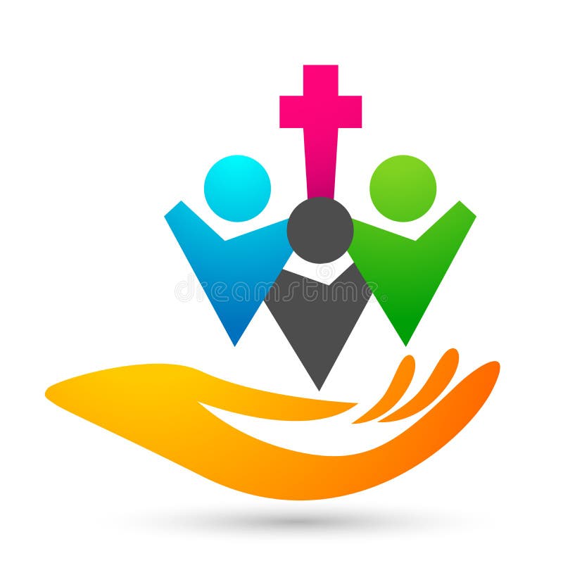 Church Care Globe People with Hand Home House Logo Icon Cross Love ...