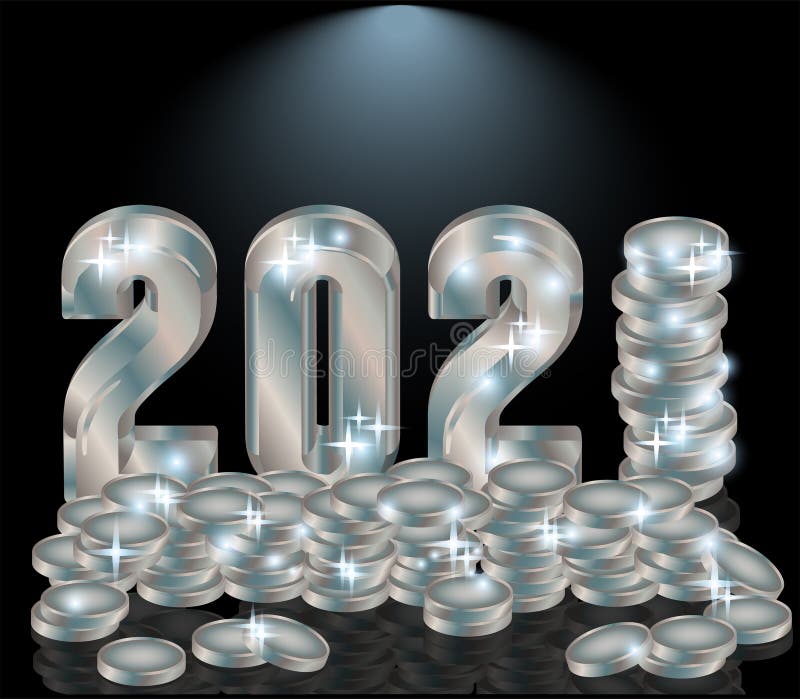 Silver New 2021 Year 3D Greeting Card, Vector Stock Vector ...