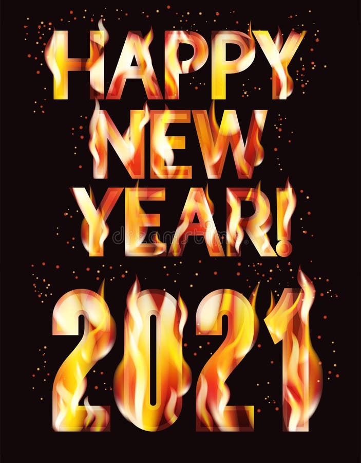 Fire Happy New 2021 Year Invitation Card, Vector Stock Vector ...
