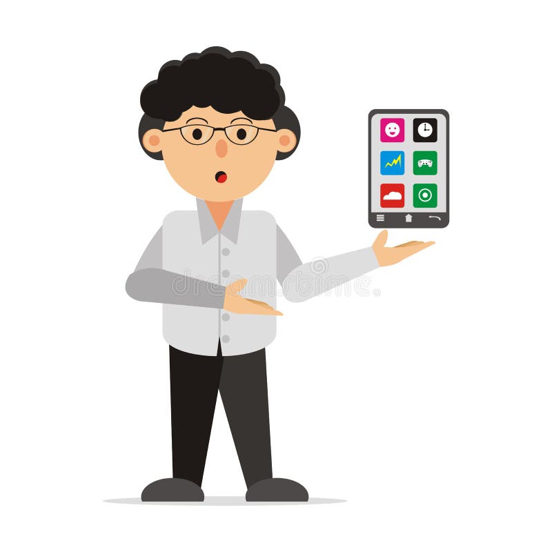 Man Holding Smartphone App Contain Vector Stock Vector - Illustration ...