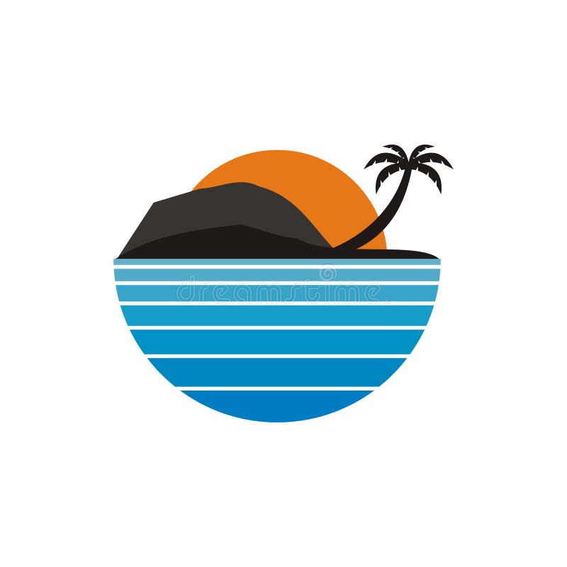Seaside Island when the Sun Sets Design Logo Vector Stock Vector ...