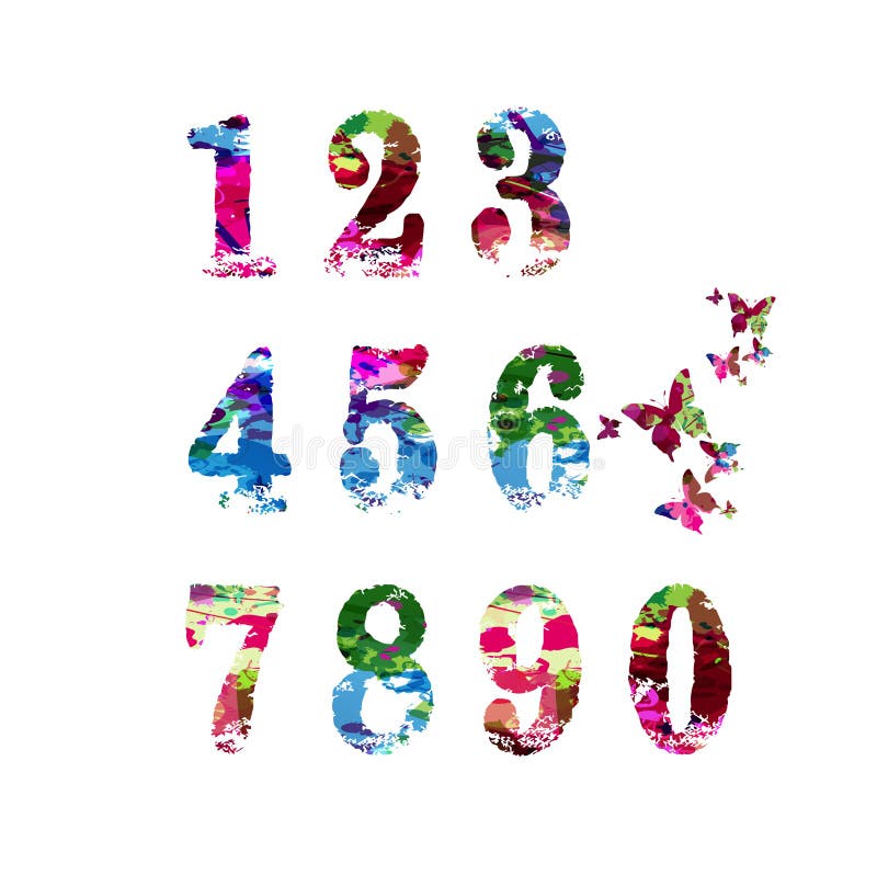 Colorful Numbers Set Vector Illustration. Custom Design Numbers ...