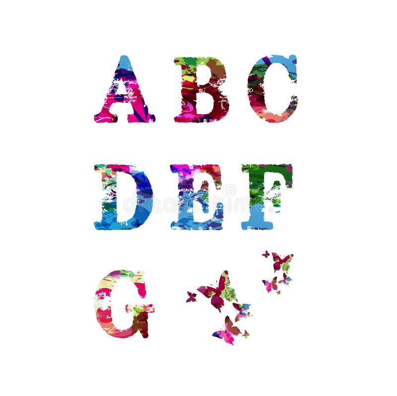 Colorful Font and Alphabet Isolated. Artistic Alphabet Letters Set ...
