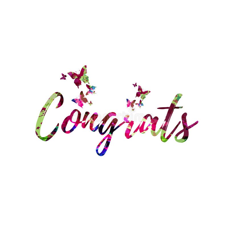 Congrats Colorful Handwritten Inscription Isolated. Congrats ...