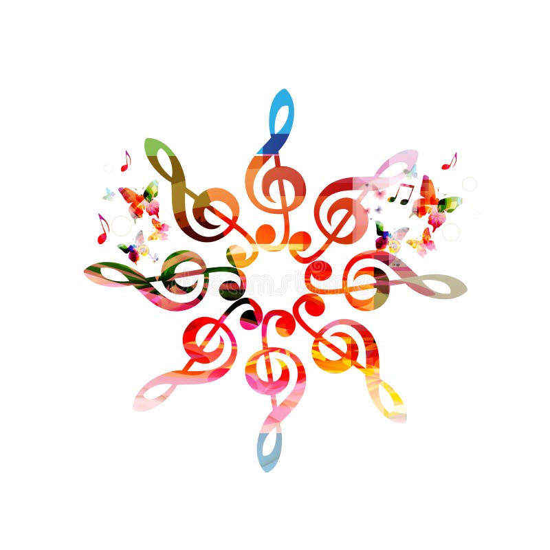 Music Poster with G-clef Pattern. Colorful G-clef Isolated Vector ...