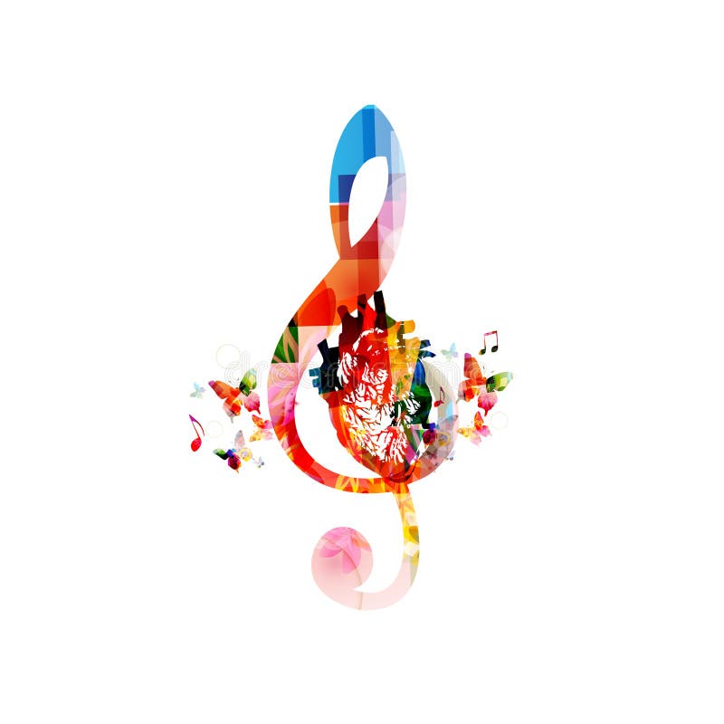 Music Background. Colorful G-clef with Heart Isolated Vector ...