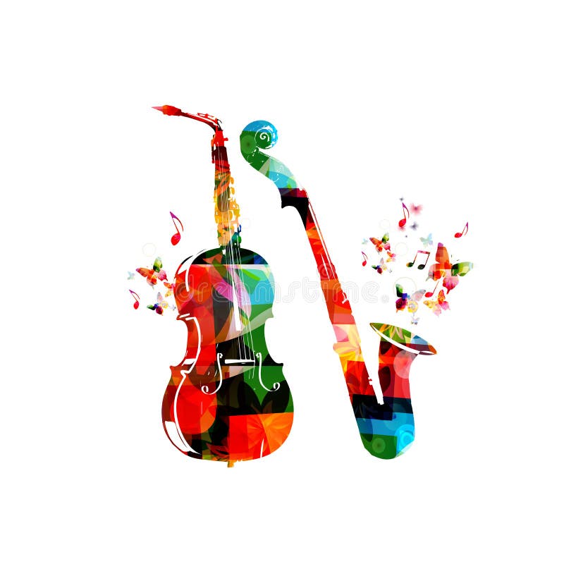Colorful Saxophone with Composed Music Elements Stock Vector ...