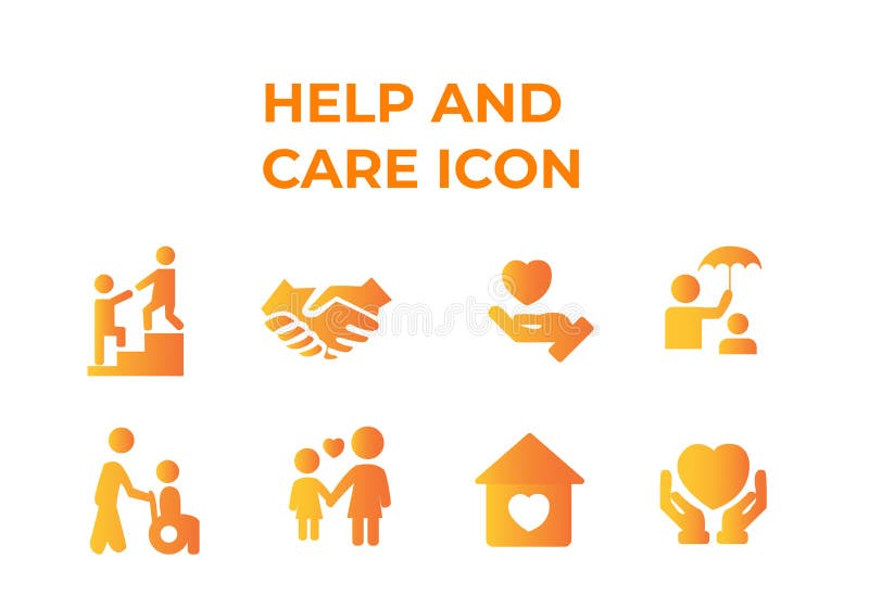 Help and Care Gradient Icons Set.vector Eps 10 Stock Vector ...