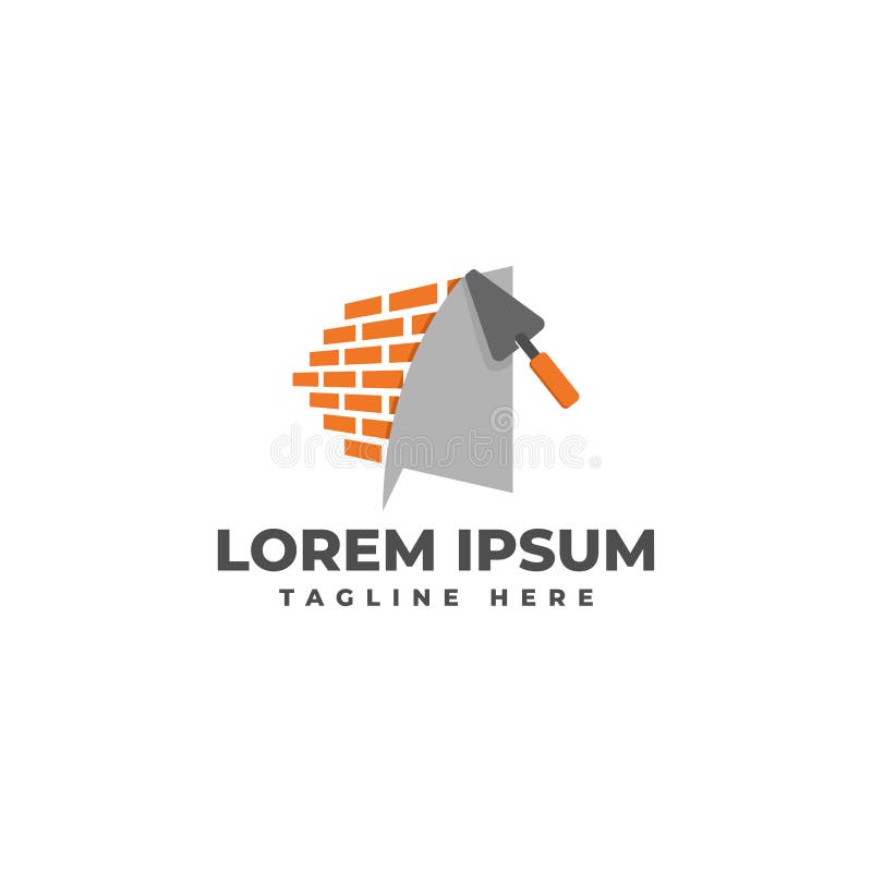 Plastering Cement Brick Wall with Pock Logo Vector Icon Illustration ...