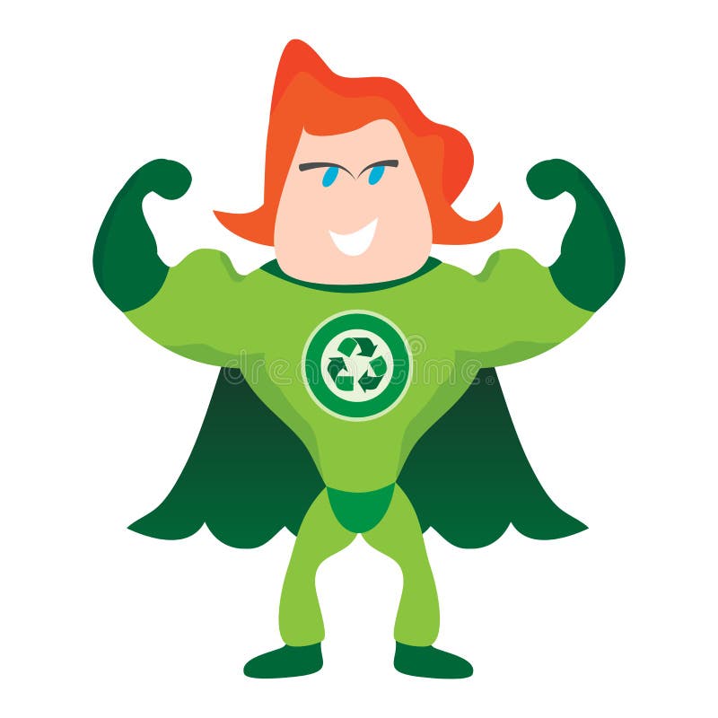 The Green Recycle Superhero `Recycleman` Stock Vector - Illustration of ...