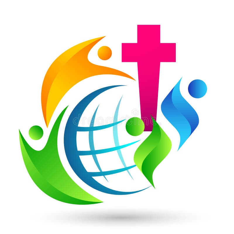 Church Care Globe People with Hand Home House Logo Icon Cross Love ...