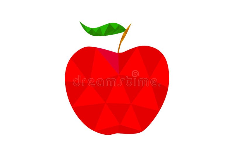A Red Polygonal Apple Isolated on White Background. Unique Design with ...