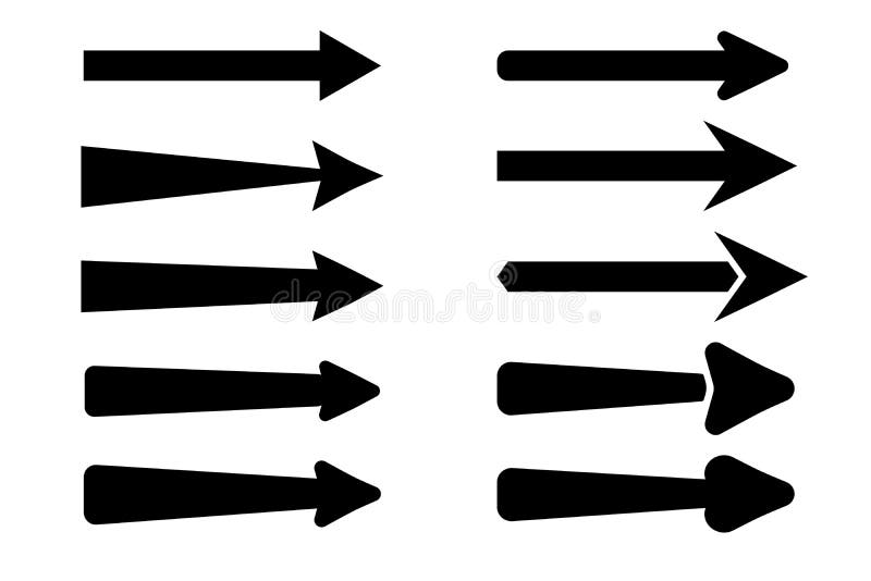A Set of Flat Black Arrow Icons. Direction Signs, Navigation Buttons ...