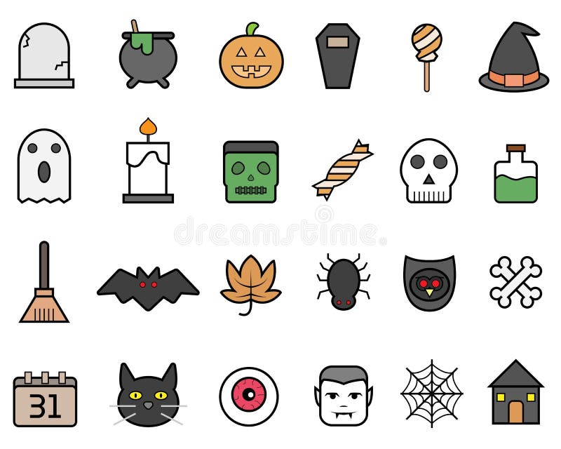 Halloween icon design set stock vector. Illustration of horror - 197558104