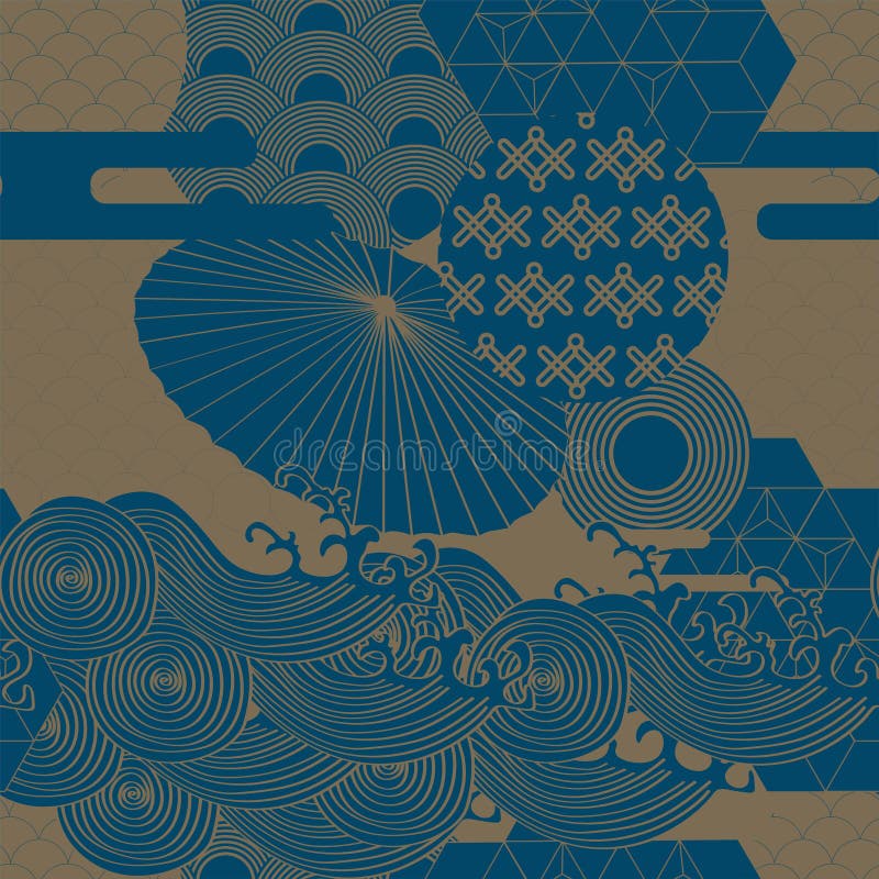 A Japanese Line Pattern Print Seamless Background Illustration. Stock ...