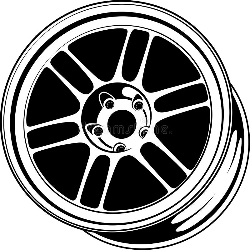 Car Wheel Line Art Vector Illustration Stock Illustration ...