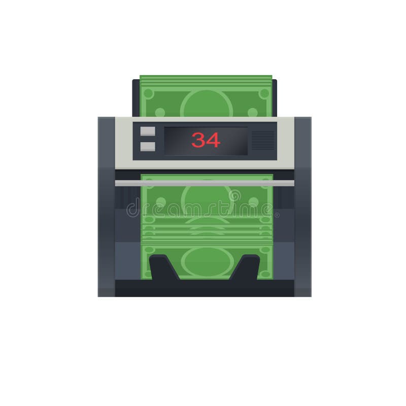 Banknote Counter. Counting Money, Vector Illustration Stock Vector ...