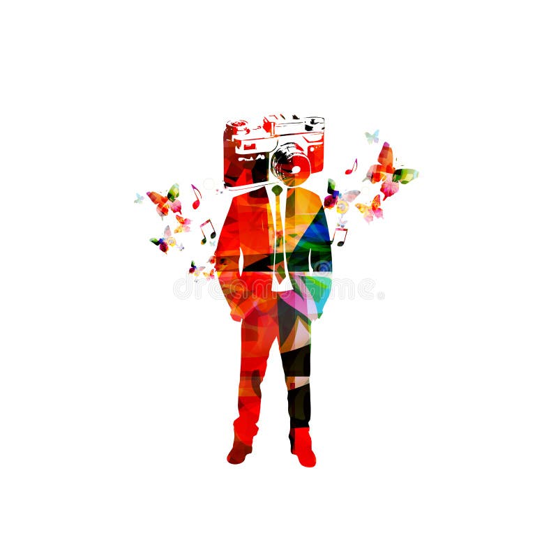 Vector Illustration of Colorful Man with Camera Head Stock Vector ...