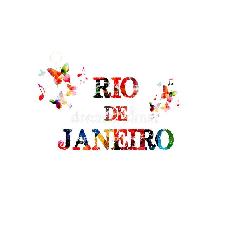 Rio De Janeiro. Calligraphy Phrase with Butterflies Stock Vector ...