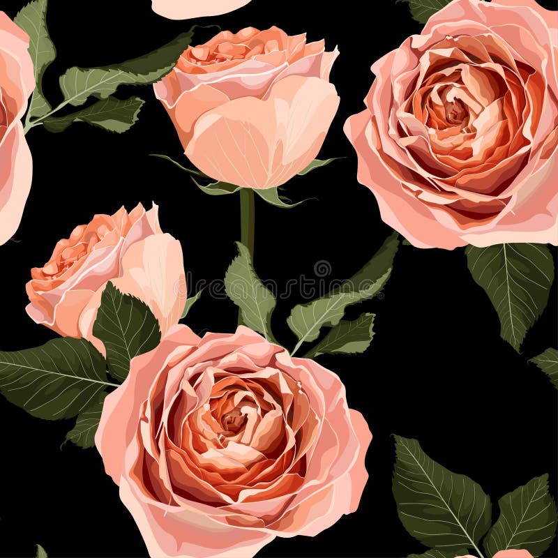 Floral Seamless Pattern, Background Design: Garden Peach, Creamy ...