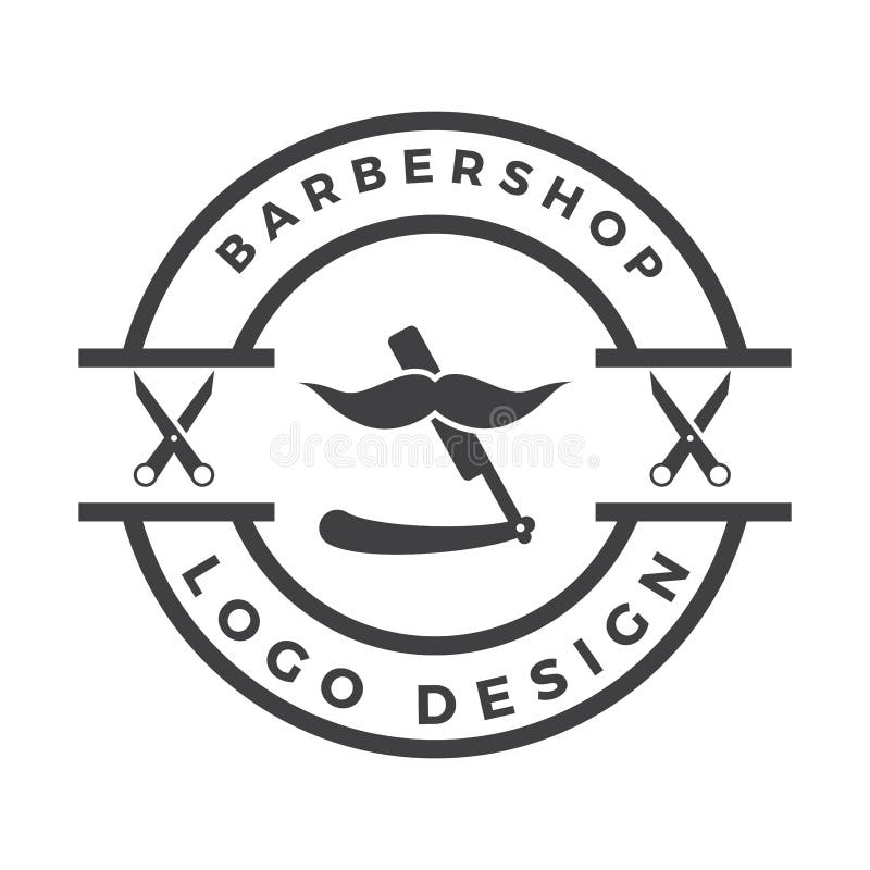 Vintage Barbershop Logo Design. Barber Haircut Vector Straight Razor ...