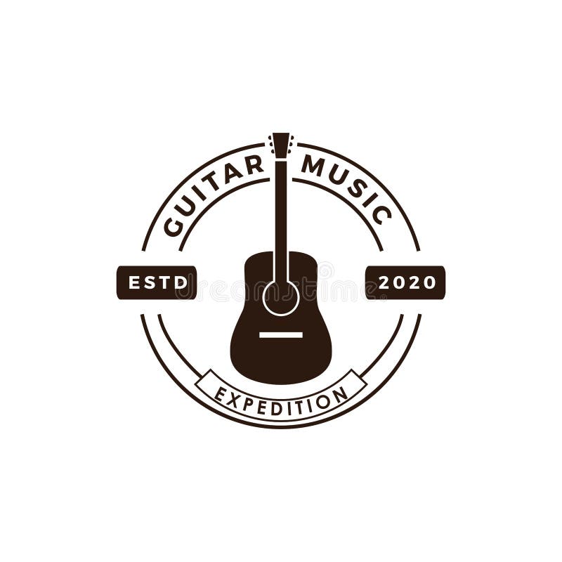 Vintage Guitar Music Acoustic Logo Design Stock Vector - Illustration ...