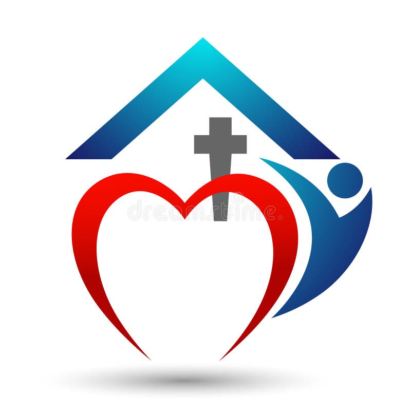 Family Church Love Union Heart Shaped Logo Stock Vector - Illustration ...